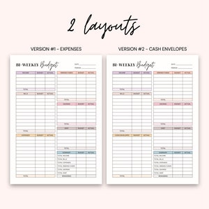 Bi-weekly Budget Planner, Printable Biweekly Paycheck Budget Tracker ...