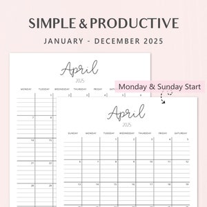 2025 Calendars PORTRAIT Lined Monthly Planner| Fillable | 8.5x11 ...