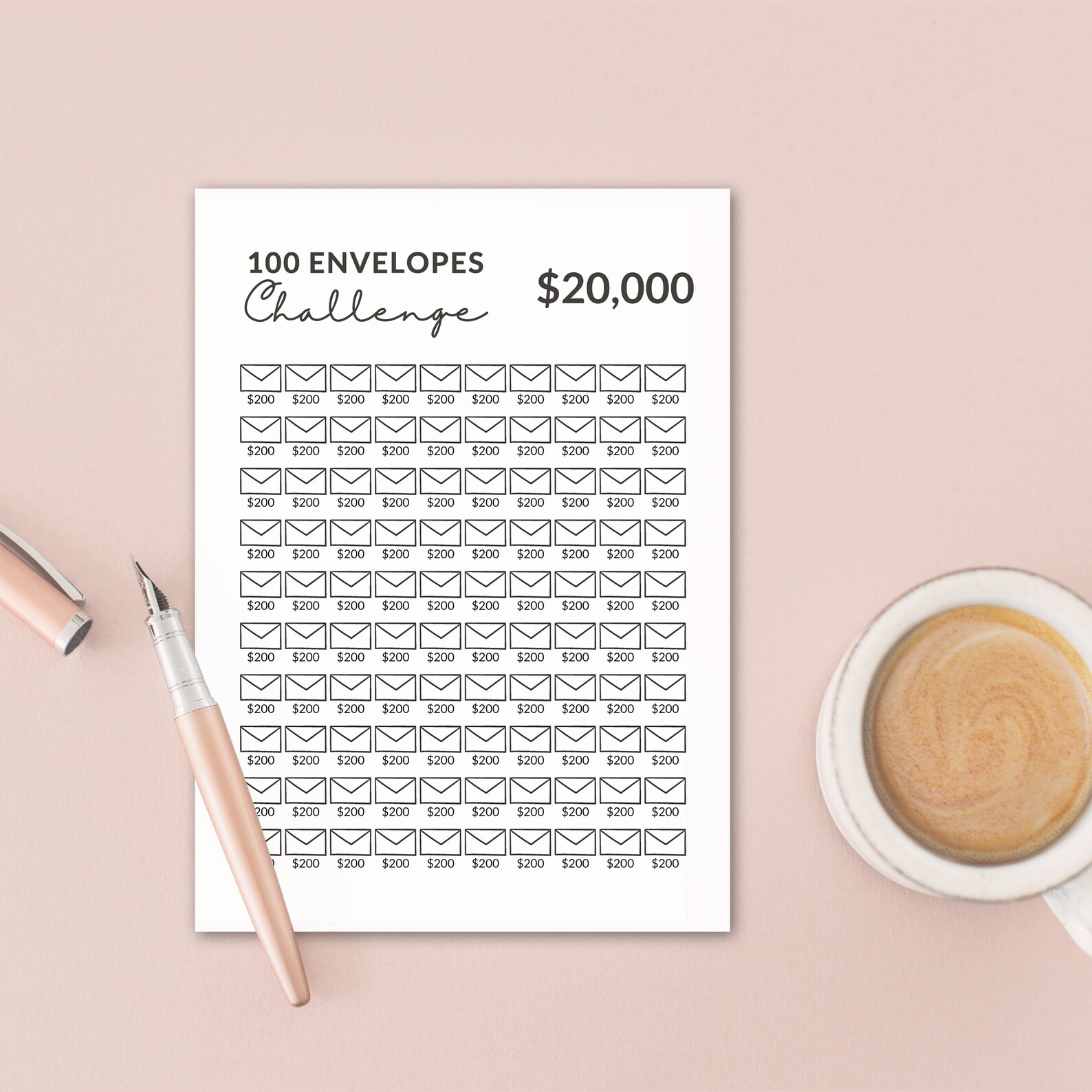 20K Saving Challenge L 100 Envelope Challenge for 20000 - Etsy