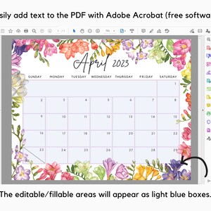 Fillable April 2023 Calendar Beautiful Watercolor Flowers - Etsy