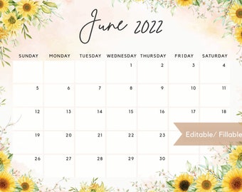 June Calendar 2022 | Etsy
