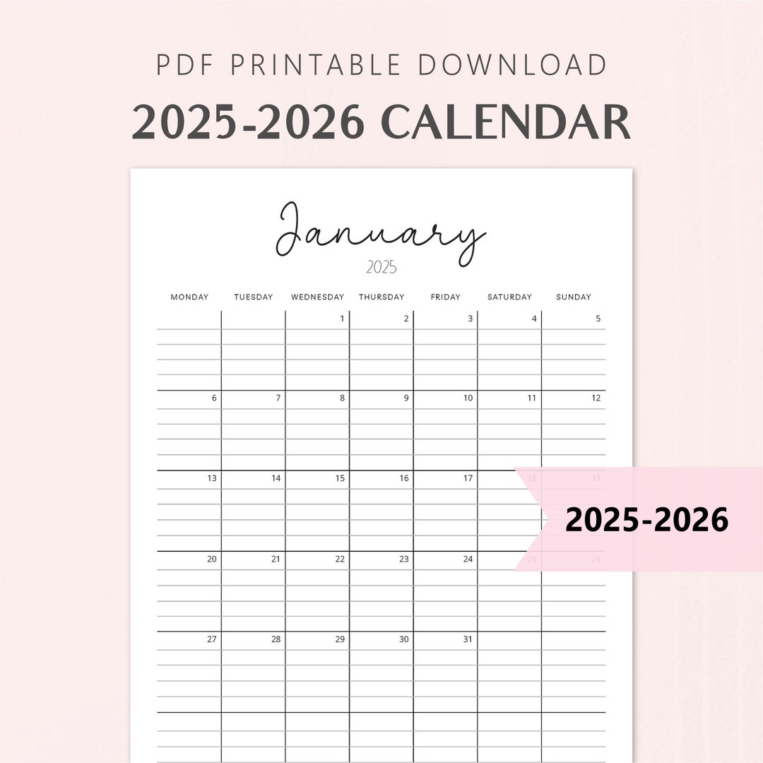 2025 - 2026 PORTRAIT Lined Calendars Monthly Academic Midyear Planner ...