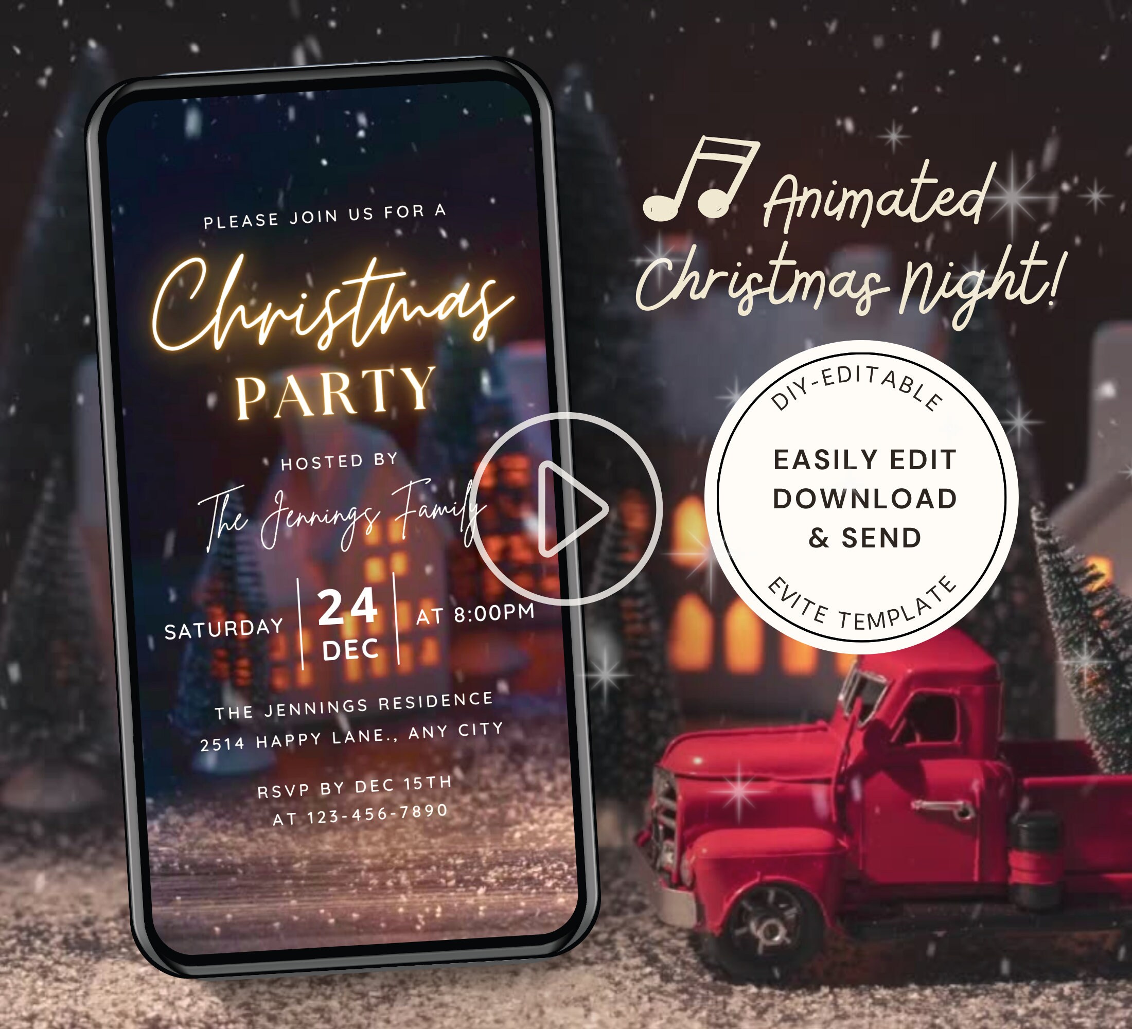 Animated Christmas Party Invitation Holiday Party Invite - Etsy