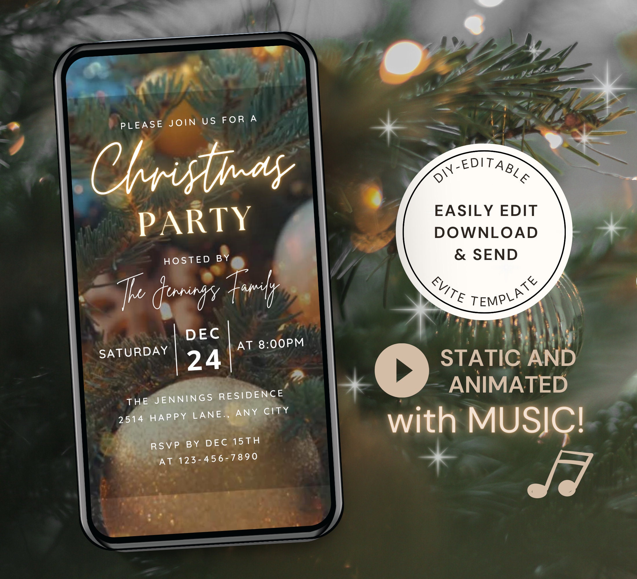 Animated Christmas Party Invitation Electronic Christmas Etsy