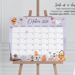 Fillable October 2024 Calendar, Halloween Fun Spooky Party Night ...