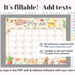 May 2024 Calendar, Cute & Fun Cinco De Mayo Theme Printable Editable ...