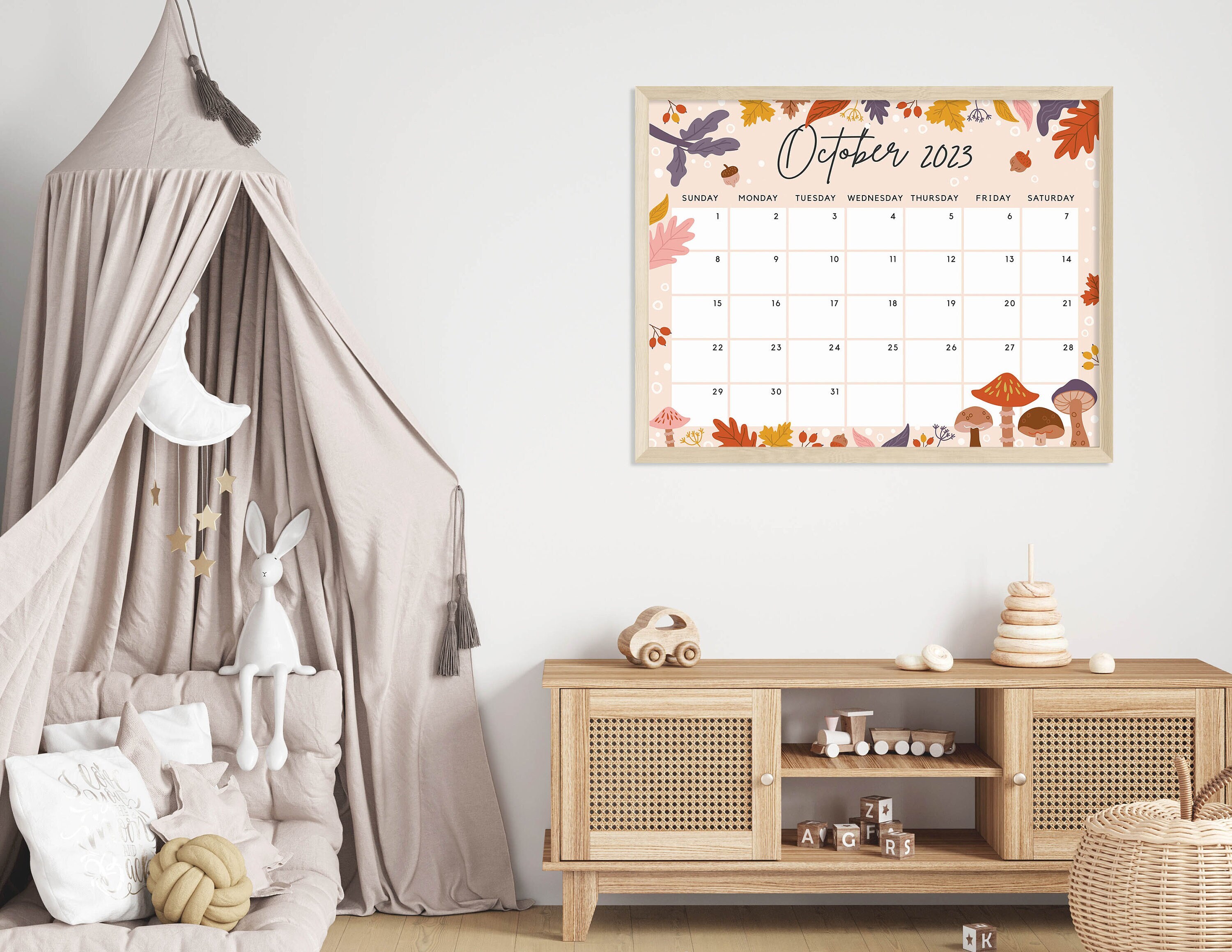 October 2023 Calendar Beautiful Fall Autumn Flowers & - Etsy