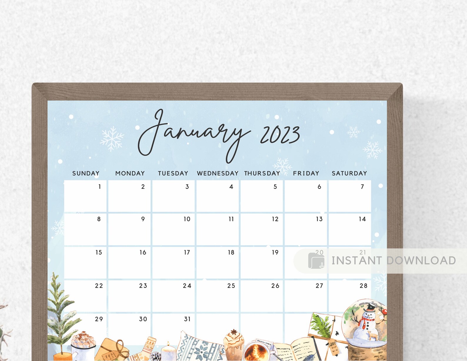 Editable January 2023 Calendar Happy Cozy Winter New Year - Etsy
