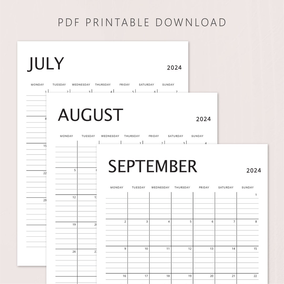 2024 2025 Midyear Lined Calendars PORTRAIT Monthly Academic Planner 8 ...
