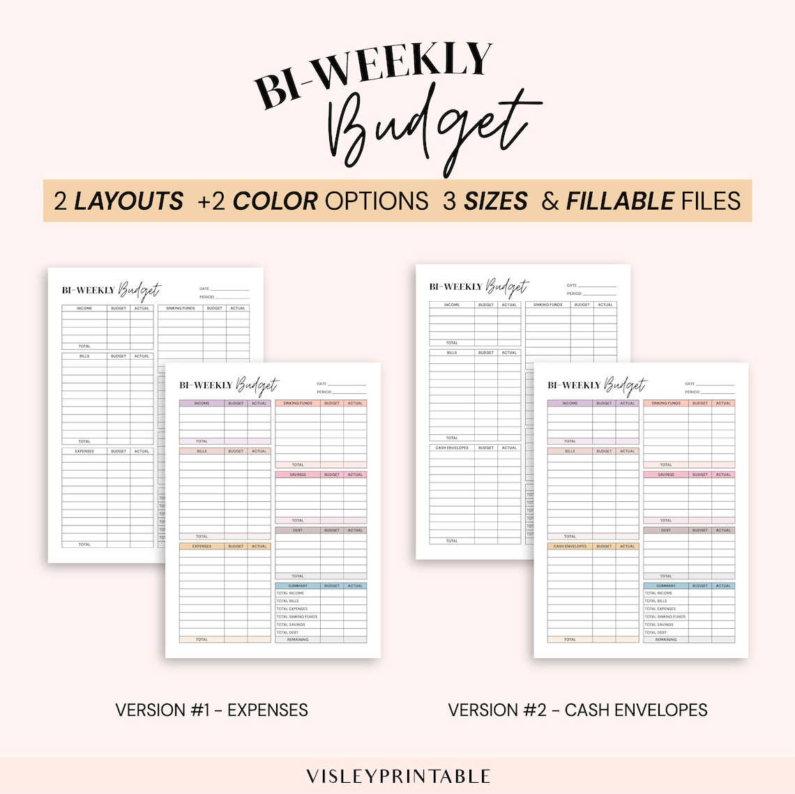 Bi-weekly Budget Planner Printable Biweekly Paycheck Budget - Etsy