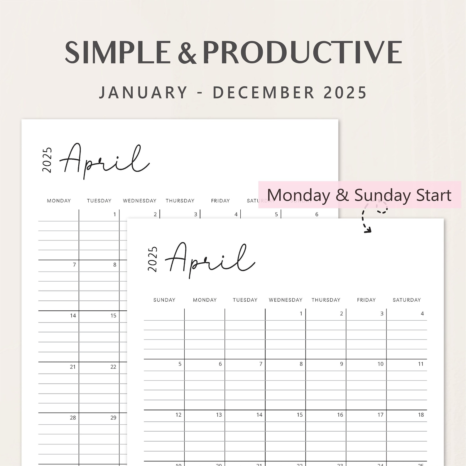 2025 Calendars PORTRAIT Lined Monthly Planner| Fillable | 8.5x11 ...