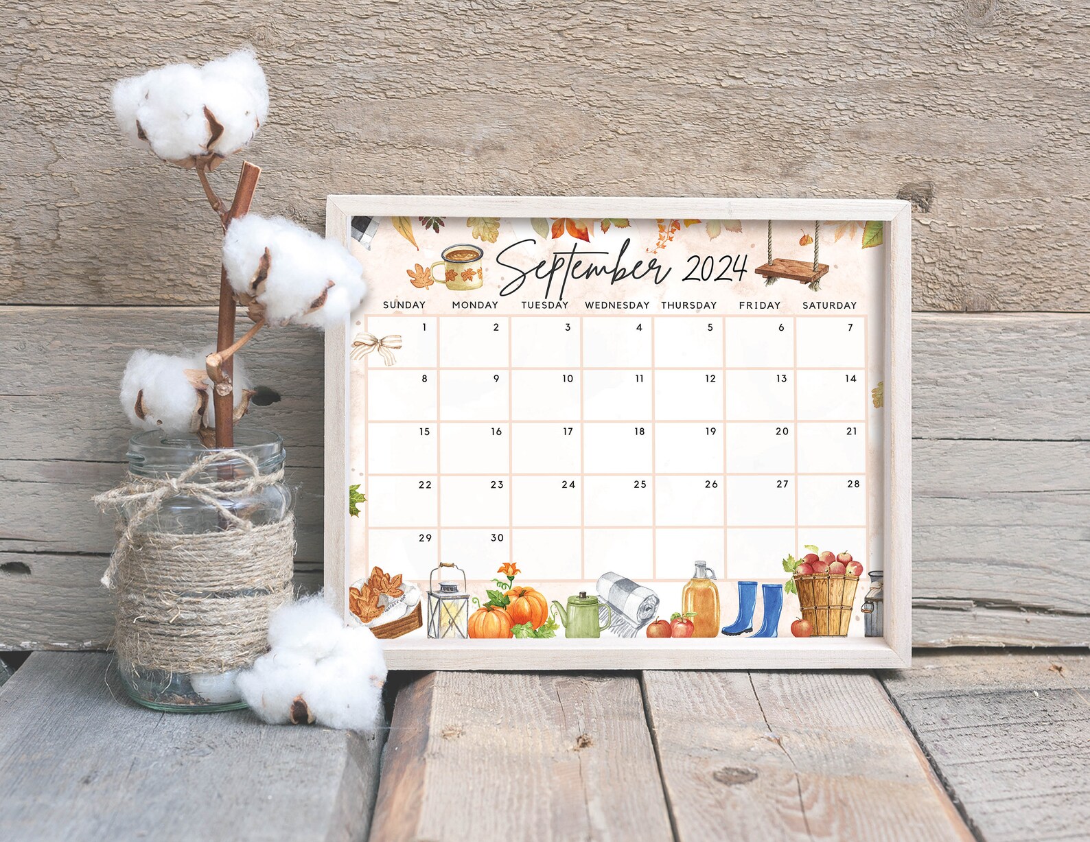 Fillable September 2024 Calendar, Beautiful Fall Vibes, Printable ...