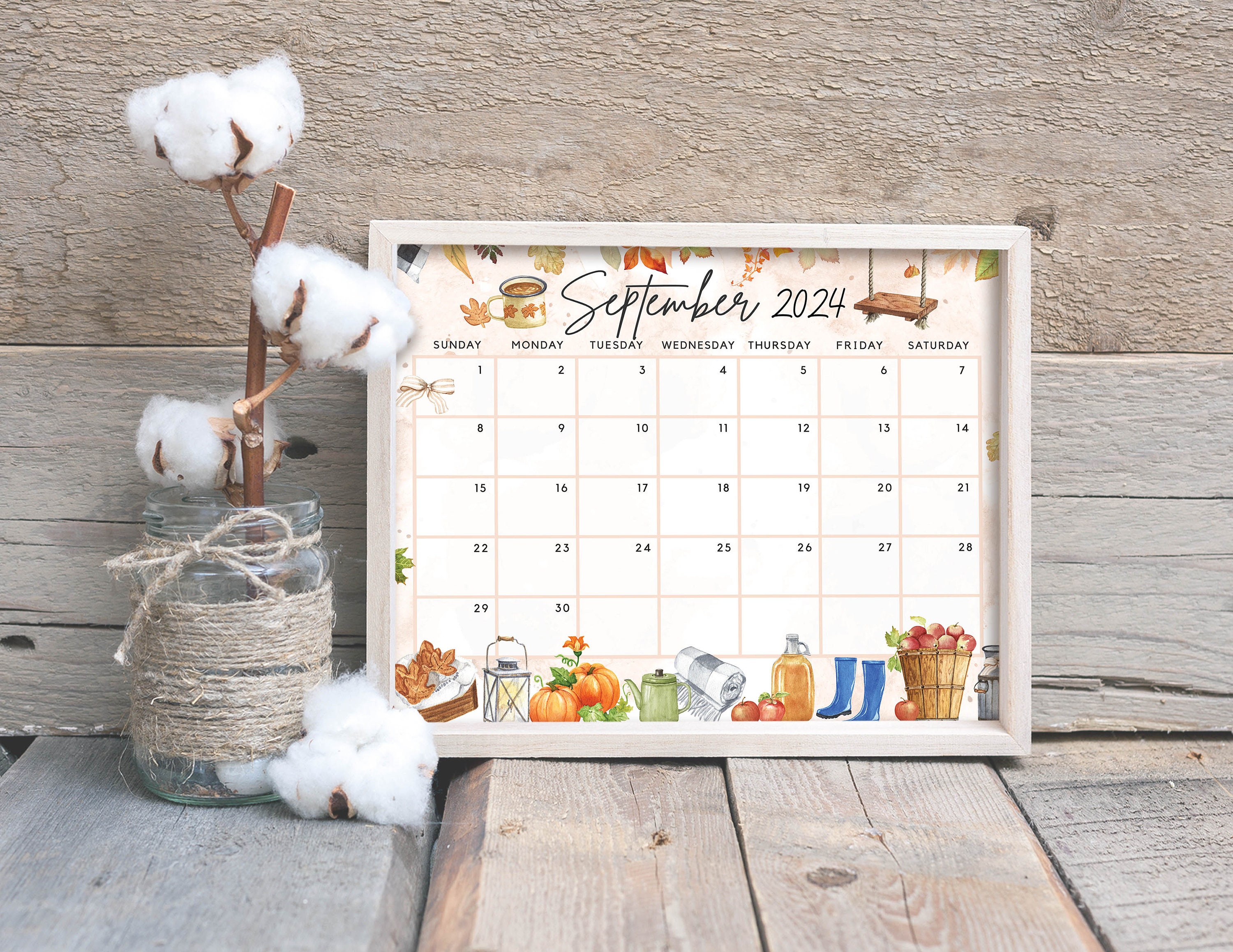 Fillable September 2024 Calendar, Beautiful Fall Vibes, Printable ...