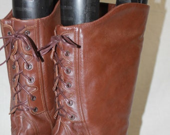 Brown Lace up Boots - Etsy