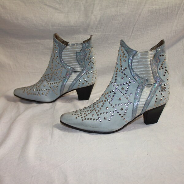 Vintage Light Blue Ankle Boots - Etsy
