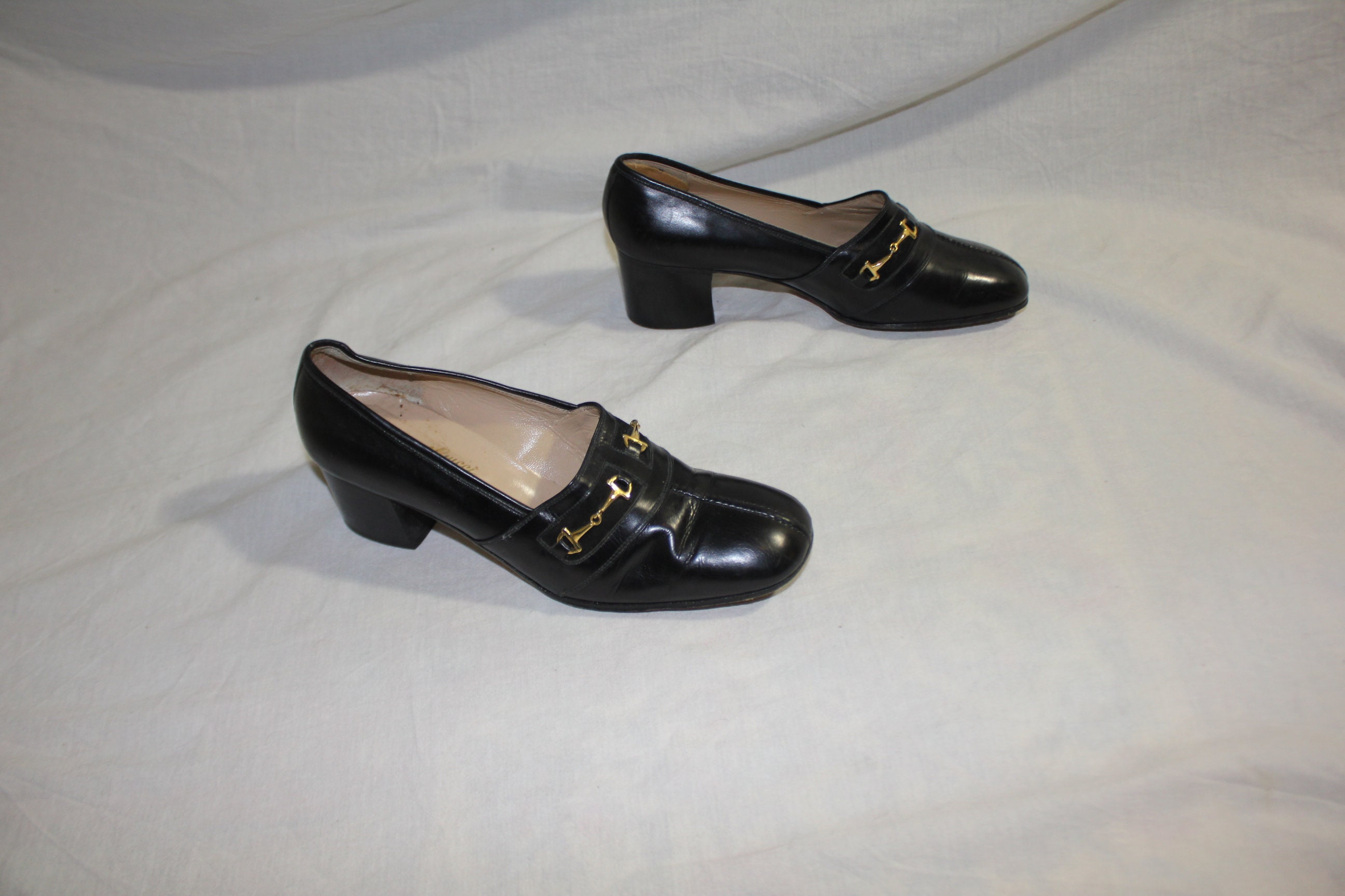 Original 1960s Black Authentic Gucci Vintage Leather Shoes - Etsy