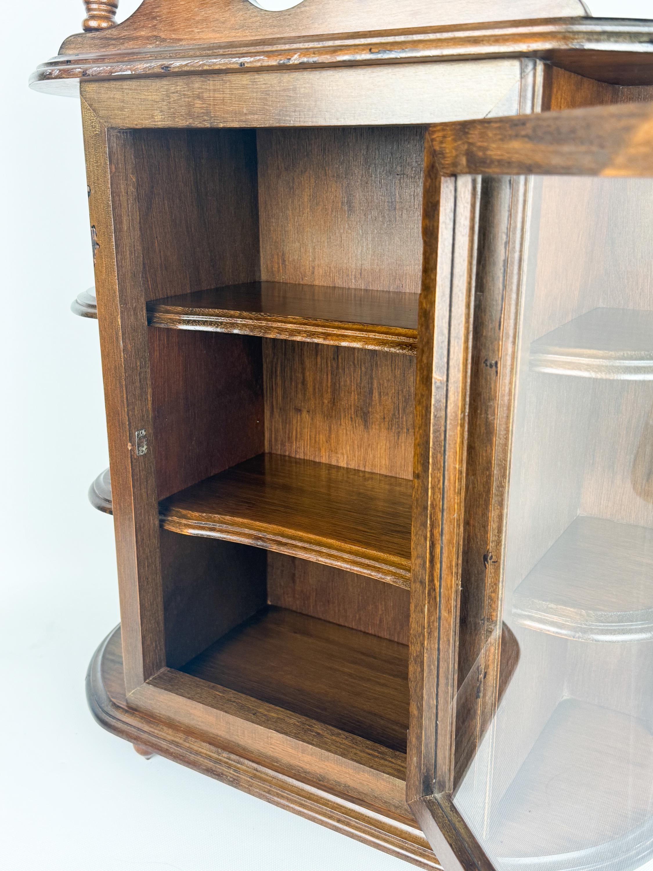 Vintage Wooden Curio Cabinet - Antique Display Shelf With Glass Door - Etsy