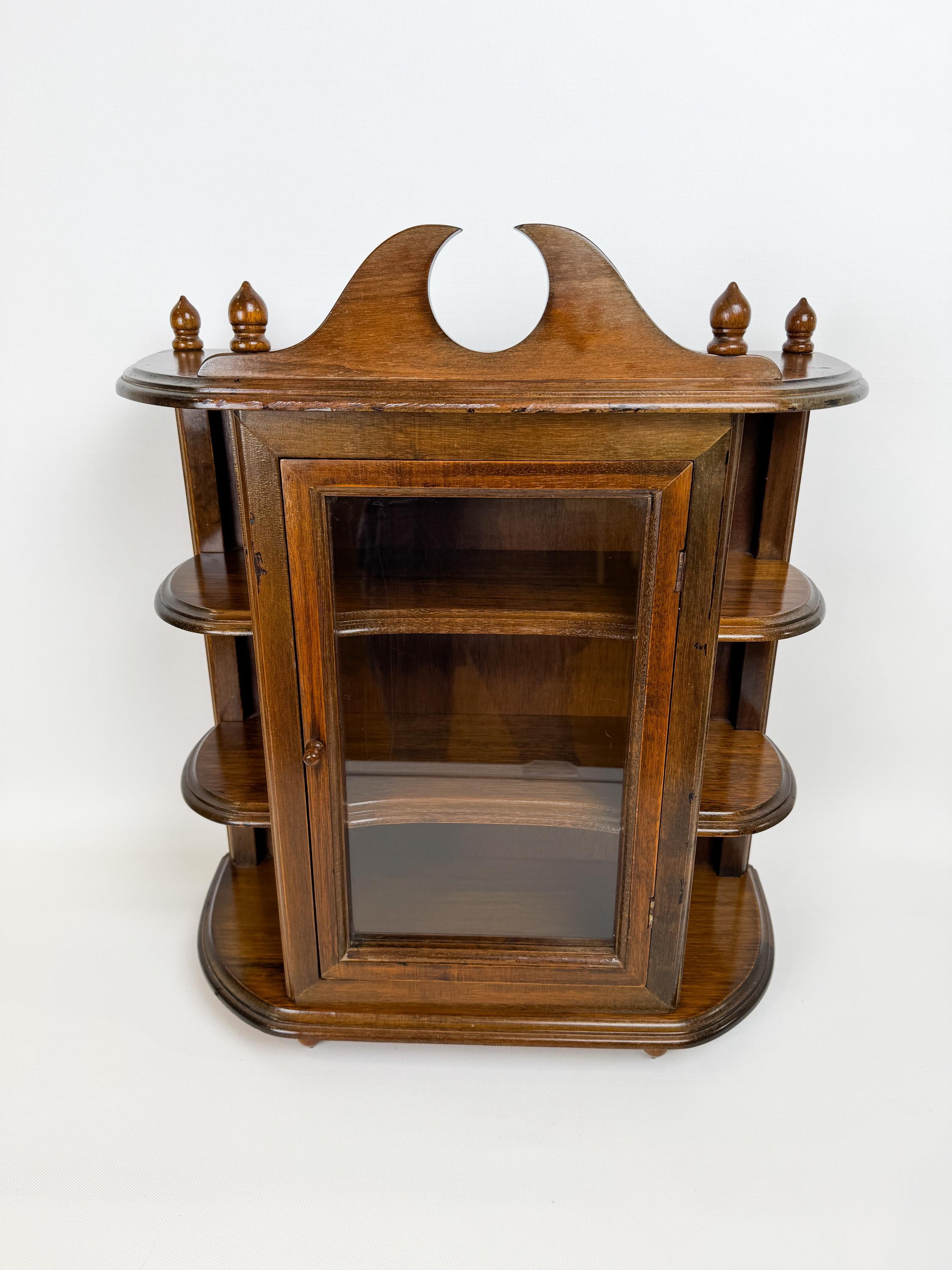 Vintage Wooden Curio Cabinet - Antique Display Shelf With Glass Door - Etsy
