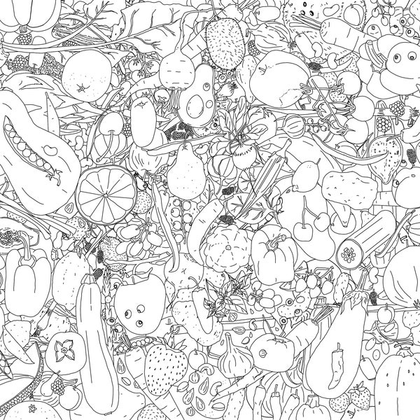Fruits and Vegetables Coloring Pages - Etsy