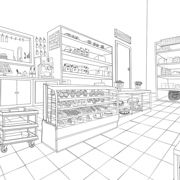 Bakery Coloring Page - Etsy