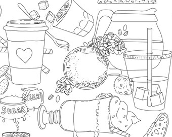 Printable Autumn Coloring Page-hot Coffee and Cider Food Truck-adult ...