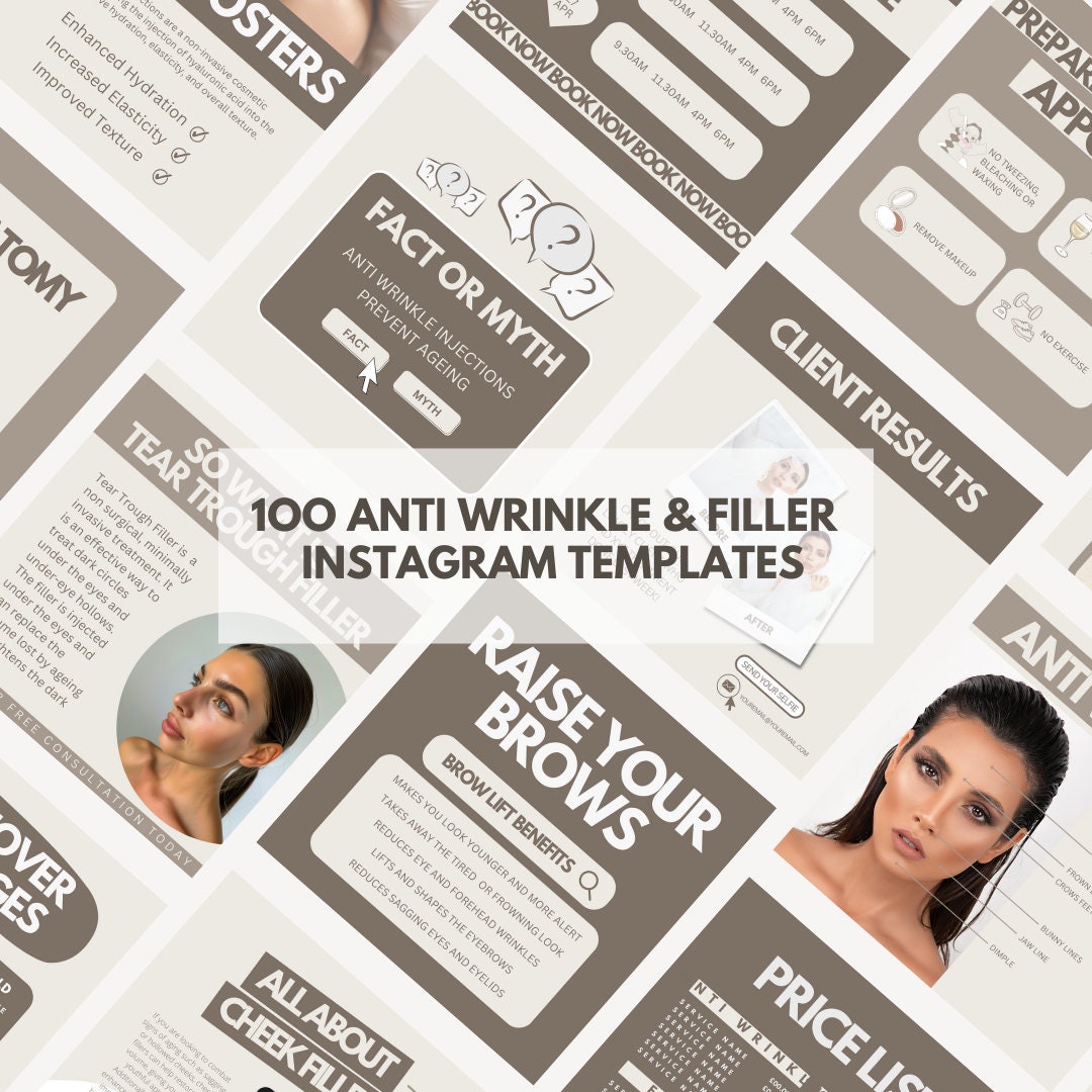 Anti Wrinkle and Filler Instagram Post Templates, Neutral & Modern ...