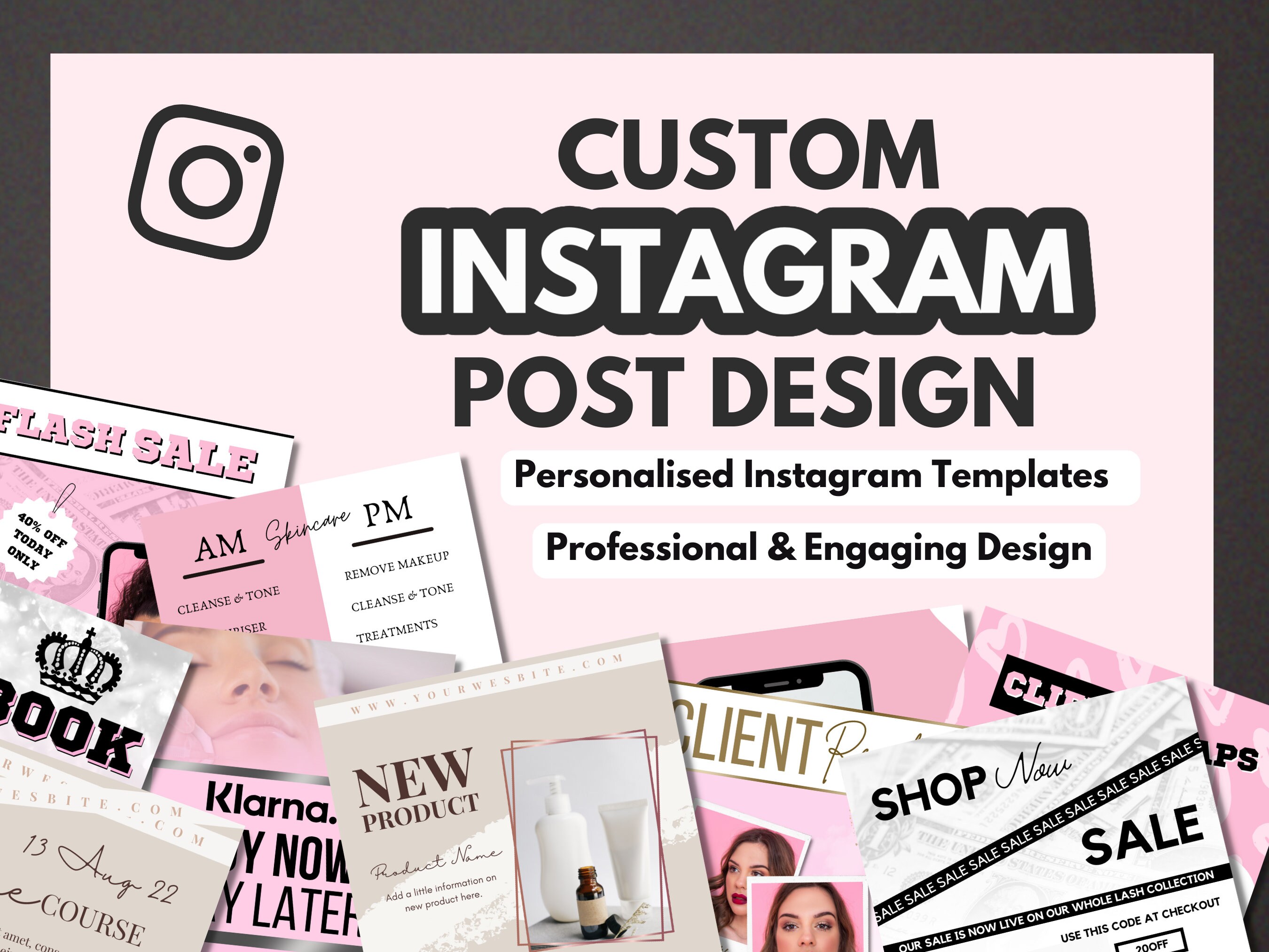 Custom Instagram Post Templates for Business Beauty Business - Etsy
