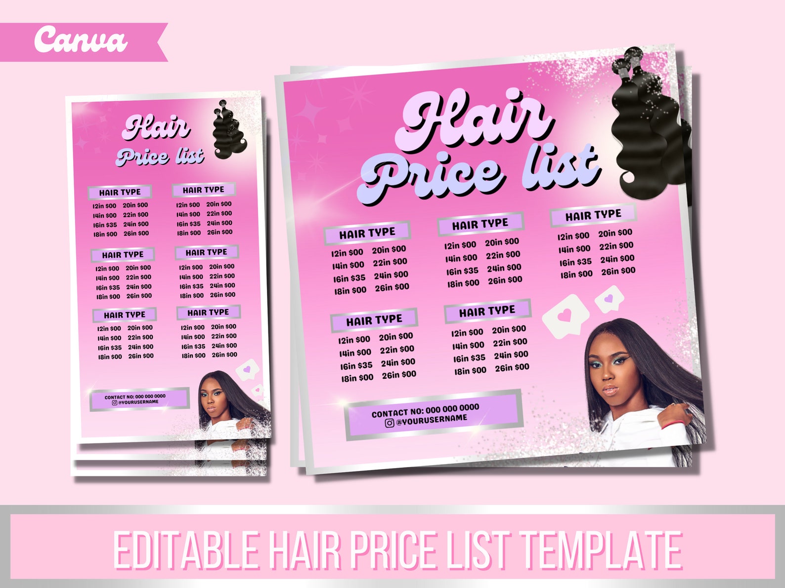 Hair Price List Template Retro Price List Hair Instagram - Etsy