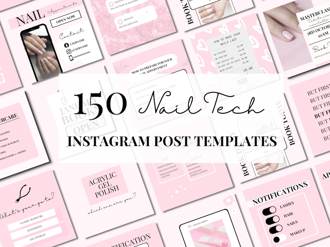 Nail Tech Instagram Post Templates, Nail Quotes, Nail Posts, Branding ...