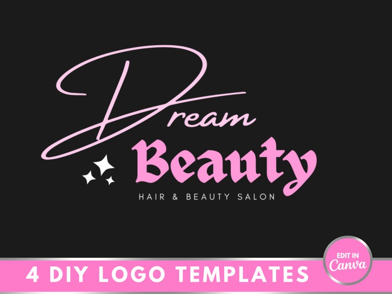 Pink Beauty Logo DIY Pink Logo Set Neon Pink Hair Branding - Etsy