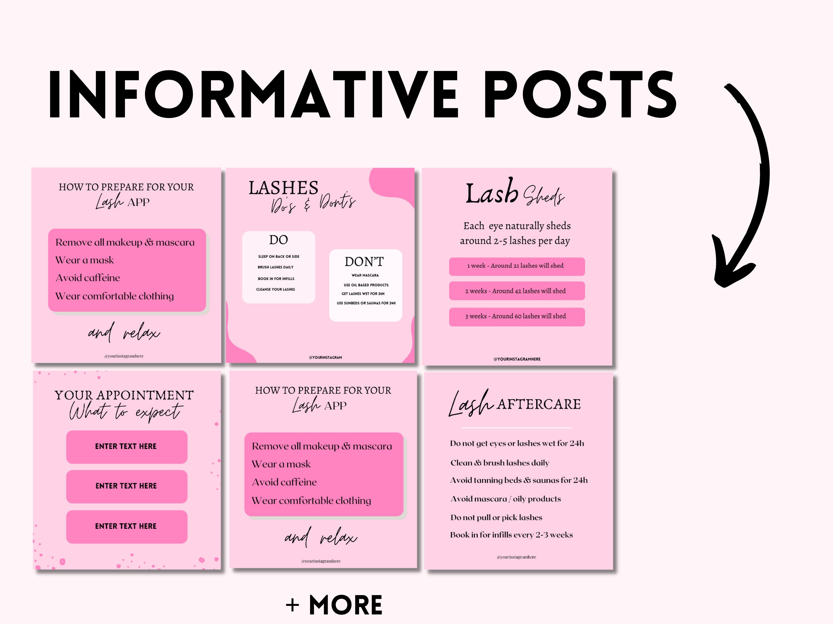 Lash Tech Instagram Post Templates, Lash Quotes, Lash Posts, Branding ...