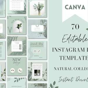 Green Instagram Post Templates, Instant Download, Sage Green, Natural ...