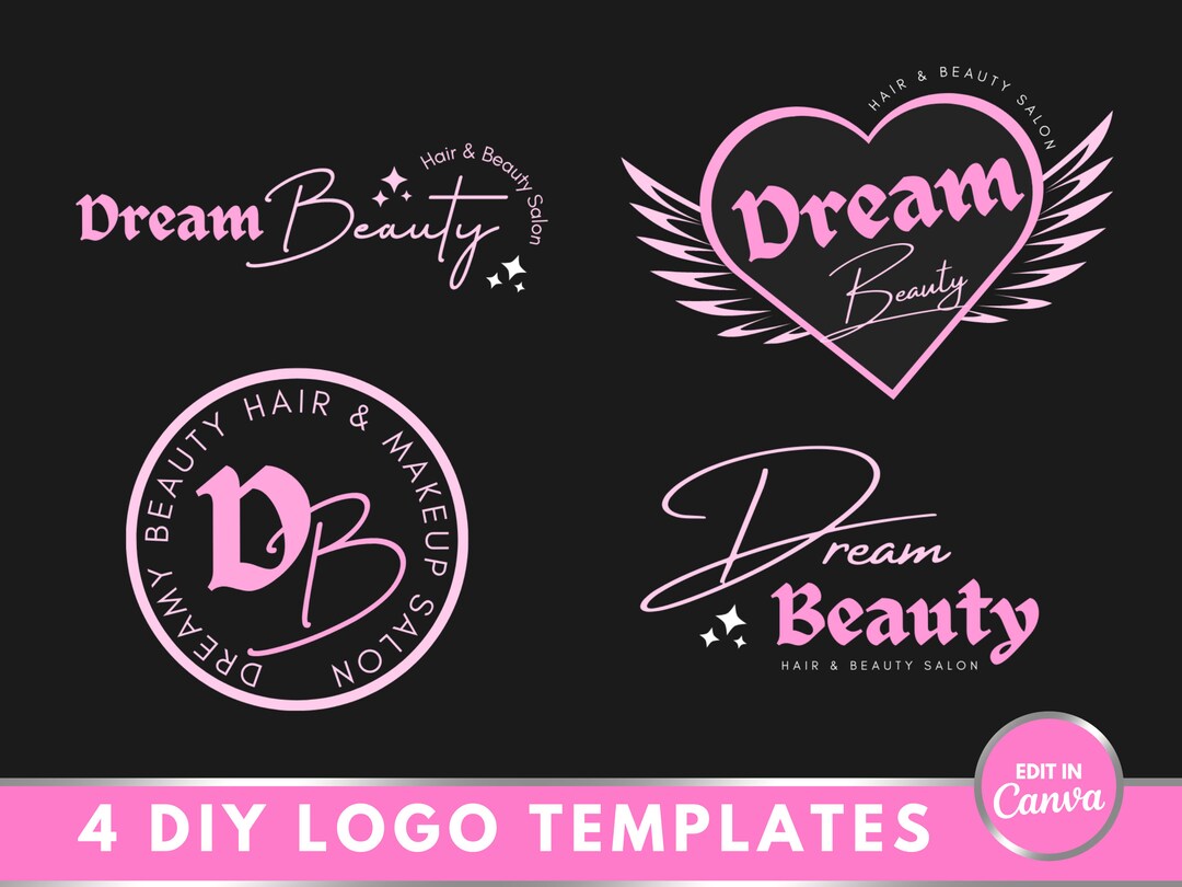 Pink Beauty Logo DIY Pink Logo Set Neon Pink Hair Branding - Etsy