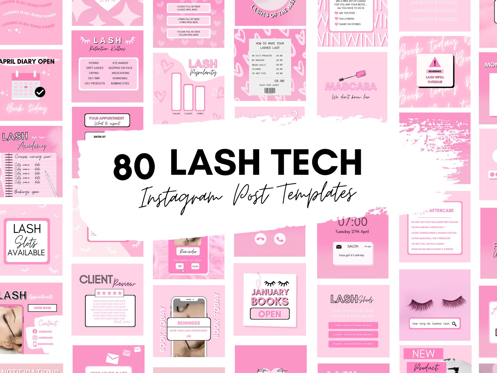 Lash Tech Instagram Post Templates Lash Quotes Lash Posts - Etsy