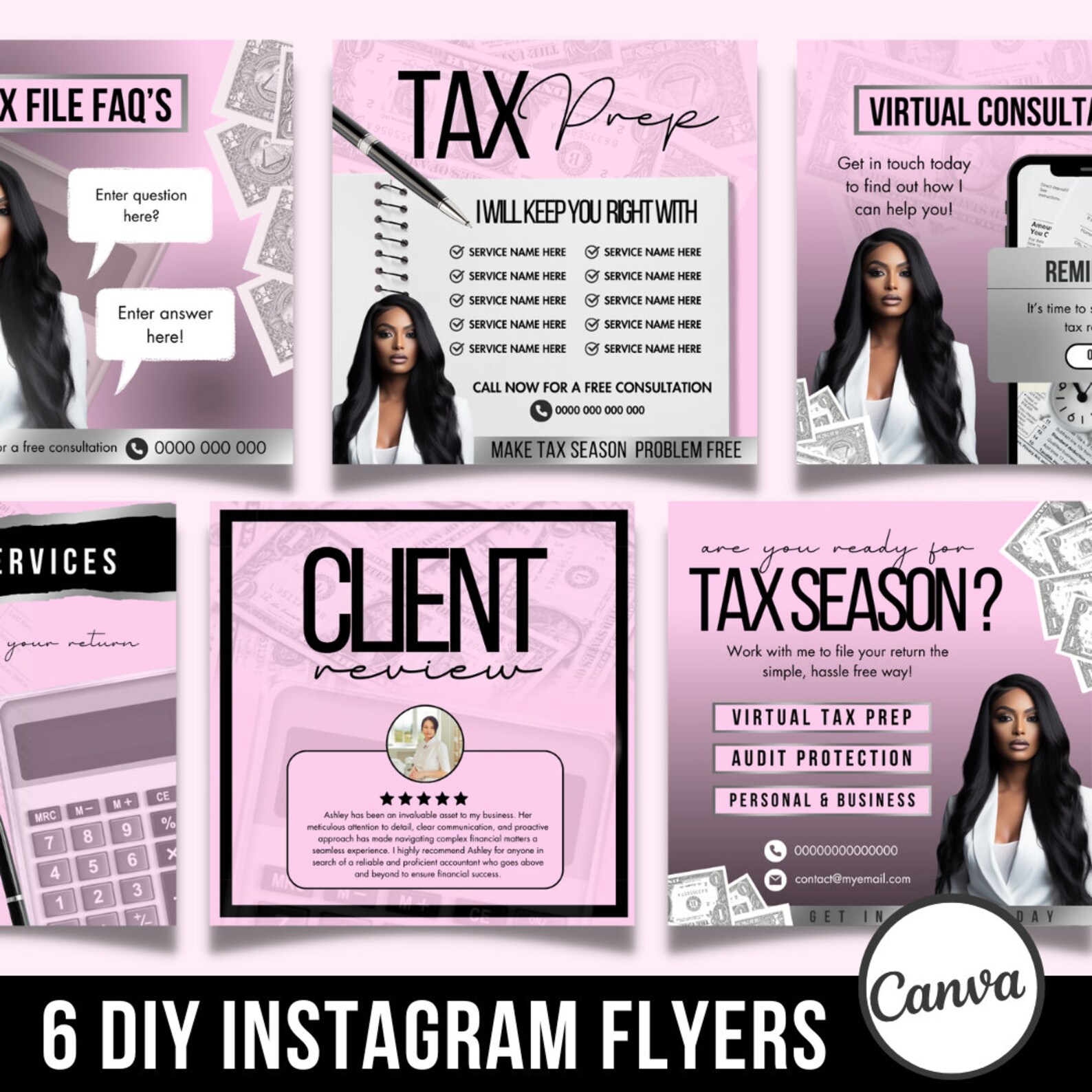 DIY Tax Prep Flyers, Tax Prep Instagram Posts, Tax Prep Templates Canva ...