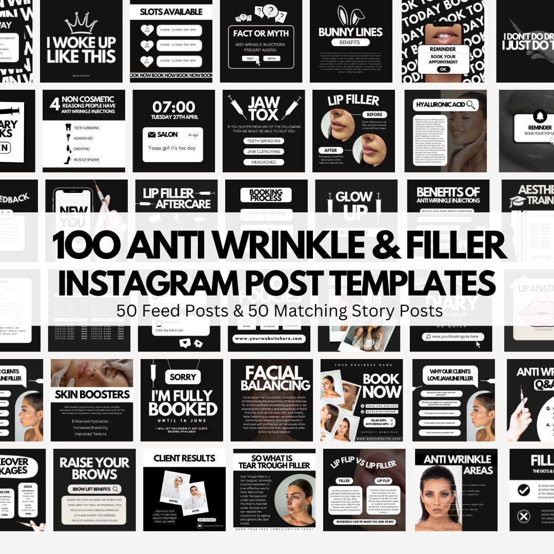Anti Wrinkle and Filler Instagram Post Templates, Neutral & Modern ...