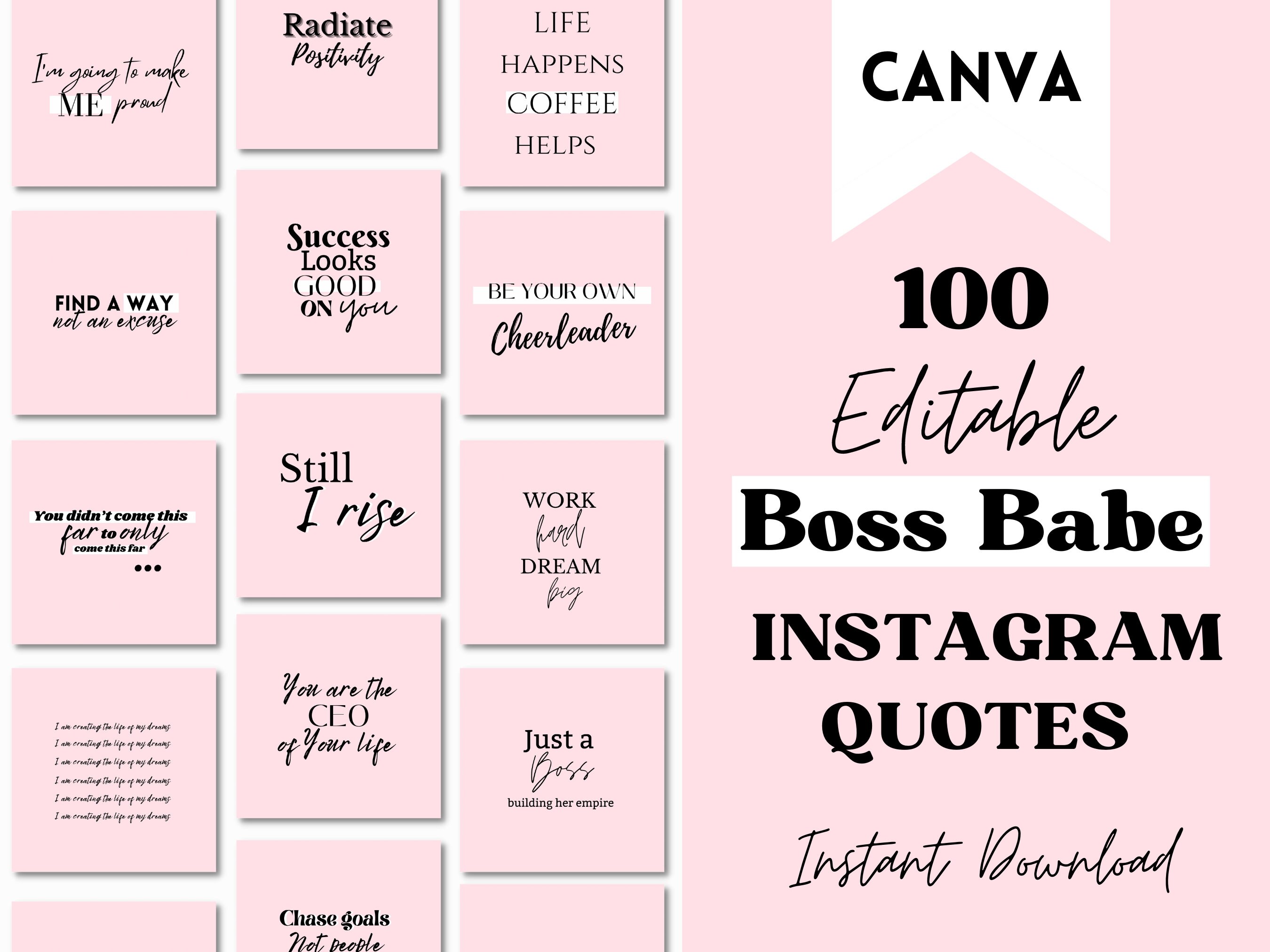 Quote Templates For Canva Girl Boss Editable Quotes Light Pink Quote Templates For Canva Girl Boss Editable Quotes Light Pink