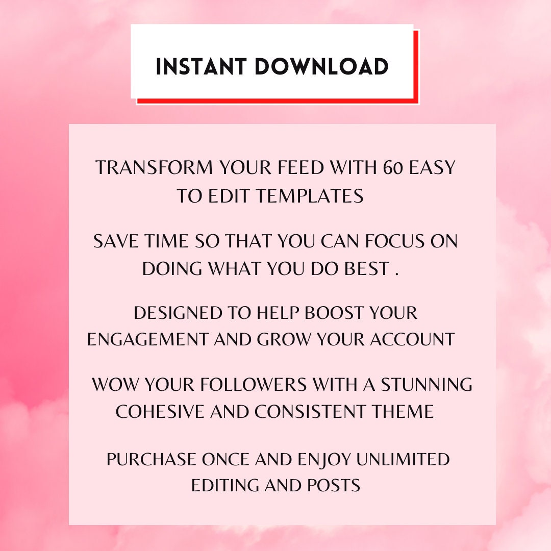 Pink & Red Colorful Instagram Post Templates / Beauty | Etsy