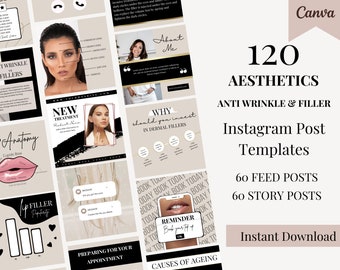 Anti Wrinkle and Filler Instagram Post Templates, Pink & Modern Luxury ...