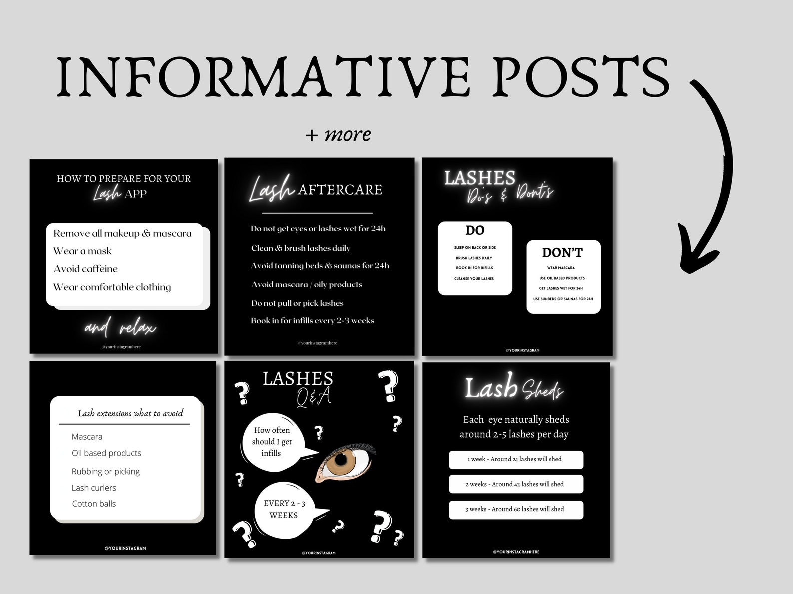 Lash Tech Instagram Post Templates, Lash Quotes, Lash Posts, Branding ...