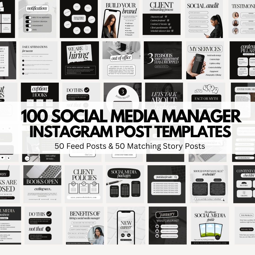 Social Media Manager Instagram Post Templates, Social Media Kit ...