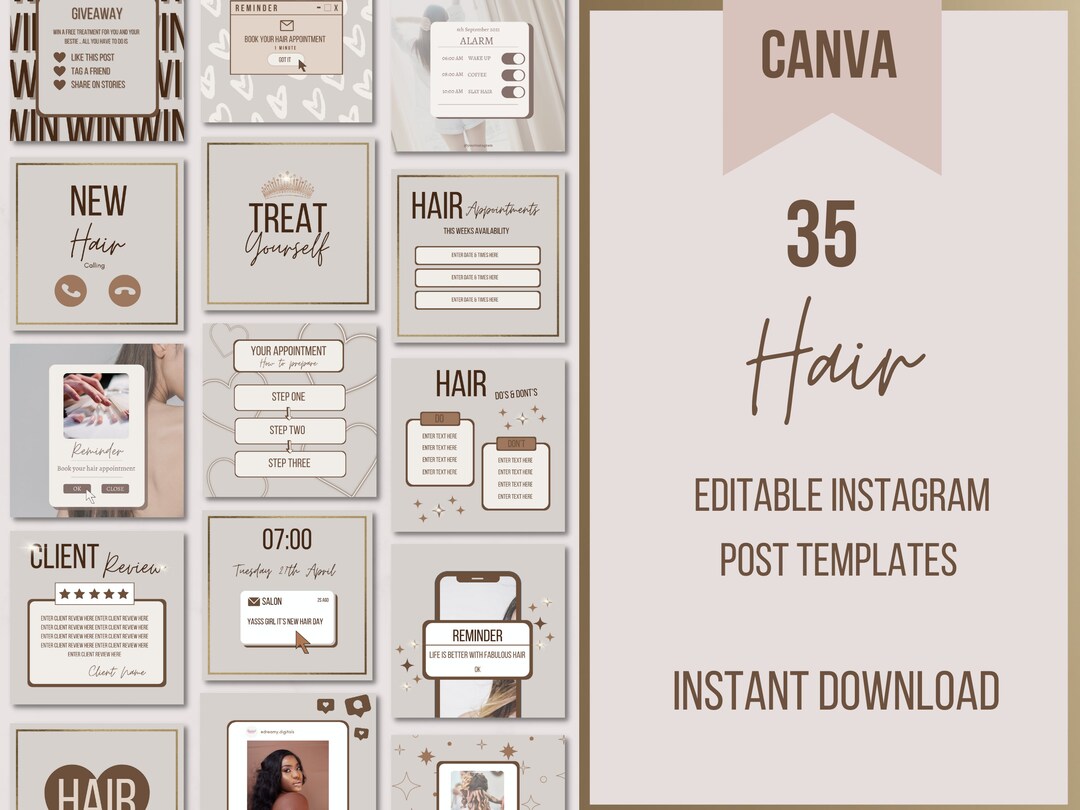 Hair Instagram Post Templates, Hair Quotes, Hair Posts, Branding Kit ...