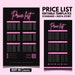 Price List Template Beauty / Bright Pink Editable Price List / Digital ...