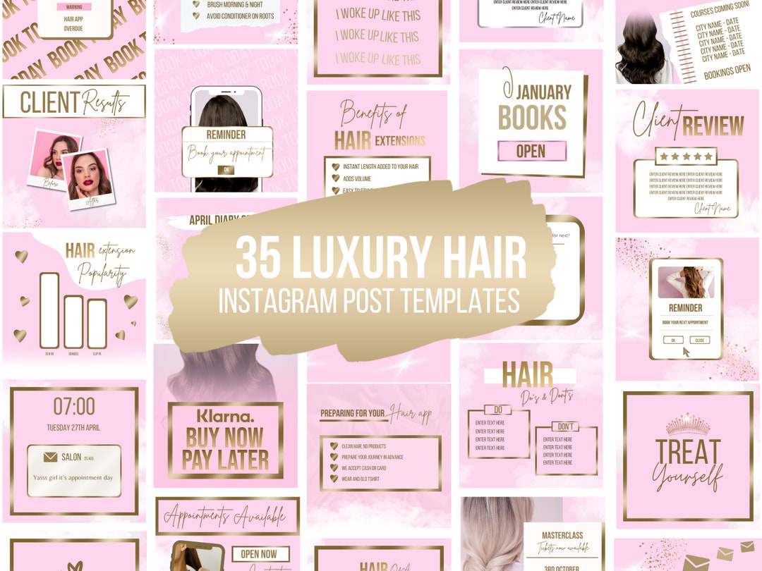 Hair Instagram Post Templates, Hair Salon Social Media Flyer, Pink ...
