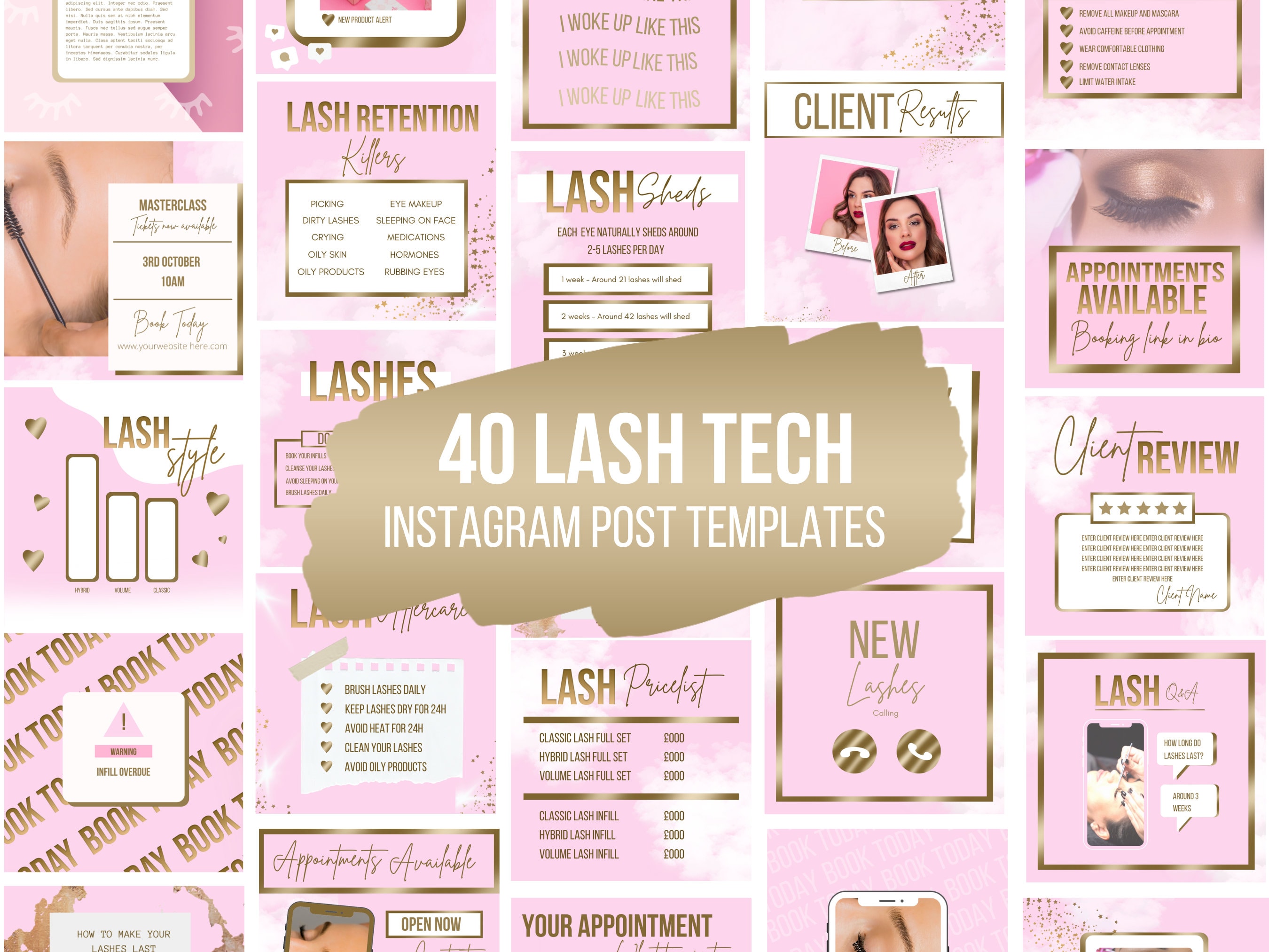 Lash Tech Instagram Post Templates Lash Quotes Lash Posts - Etsy UK