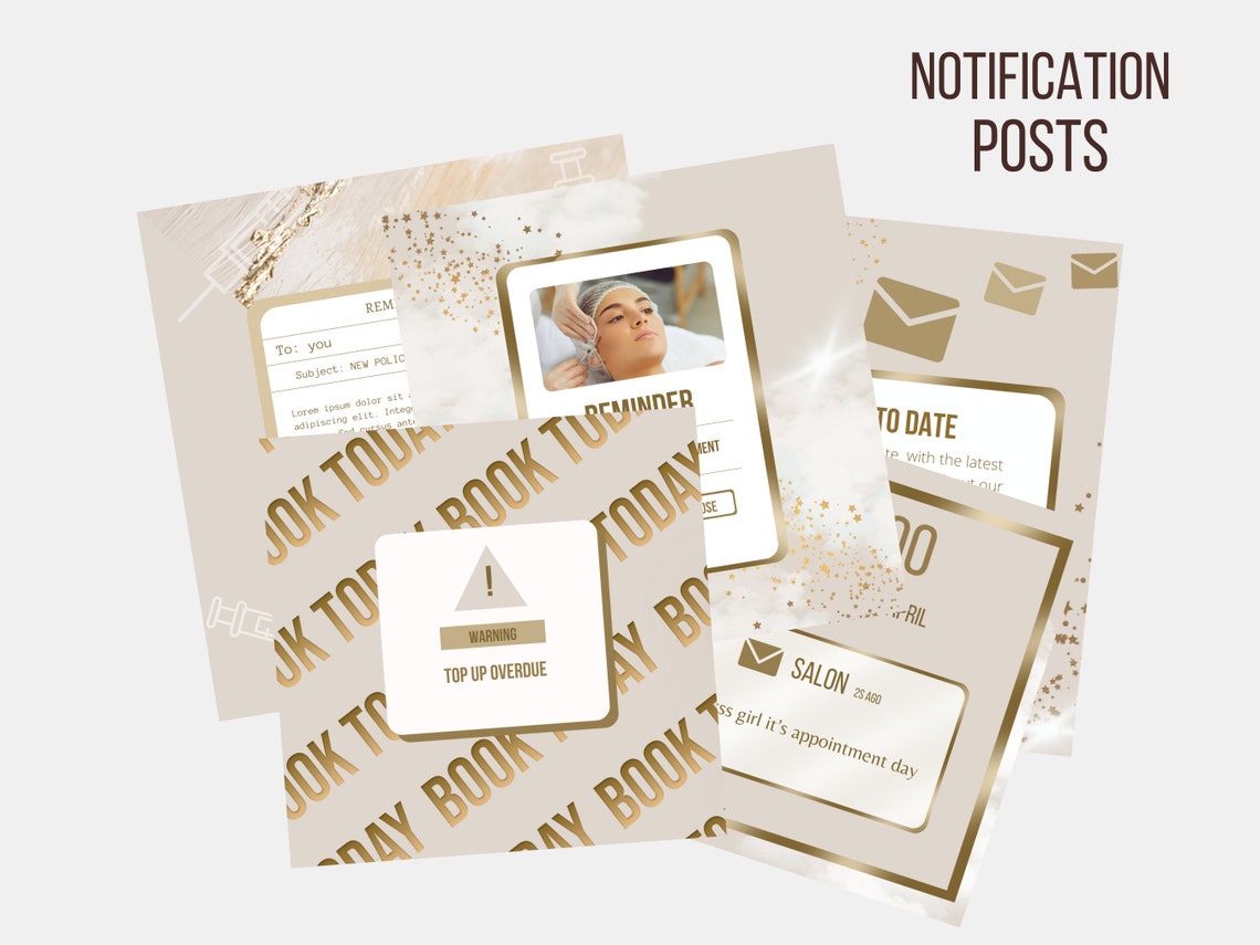 Anti Wrinkle and Filler Instagram Post Templates, Neutral & Gold Luxury ...