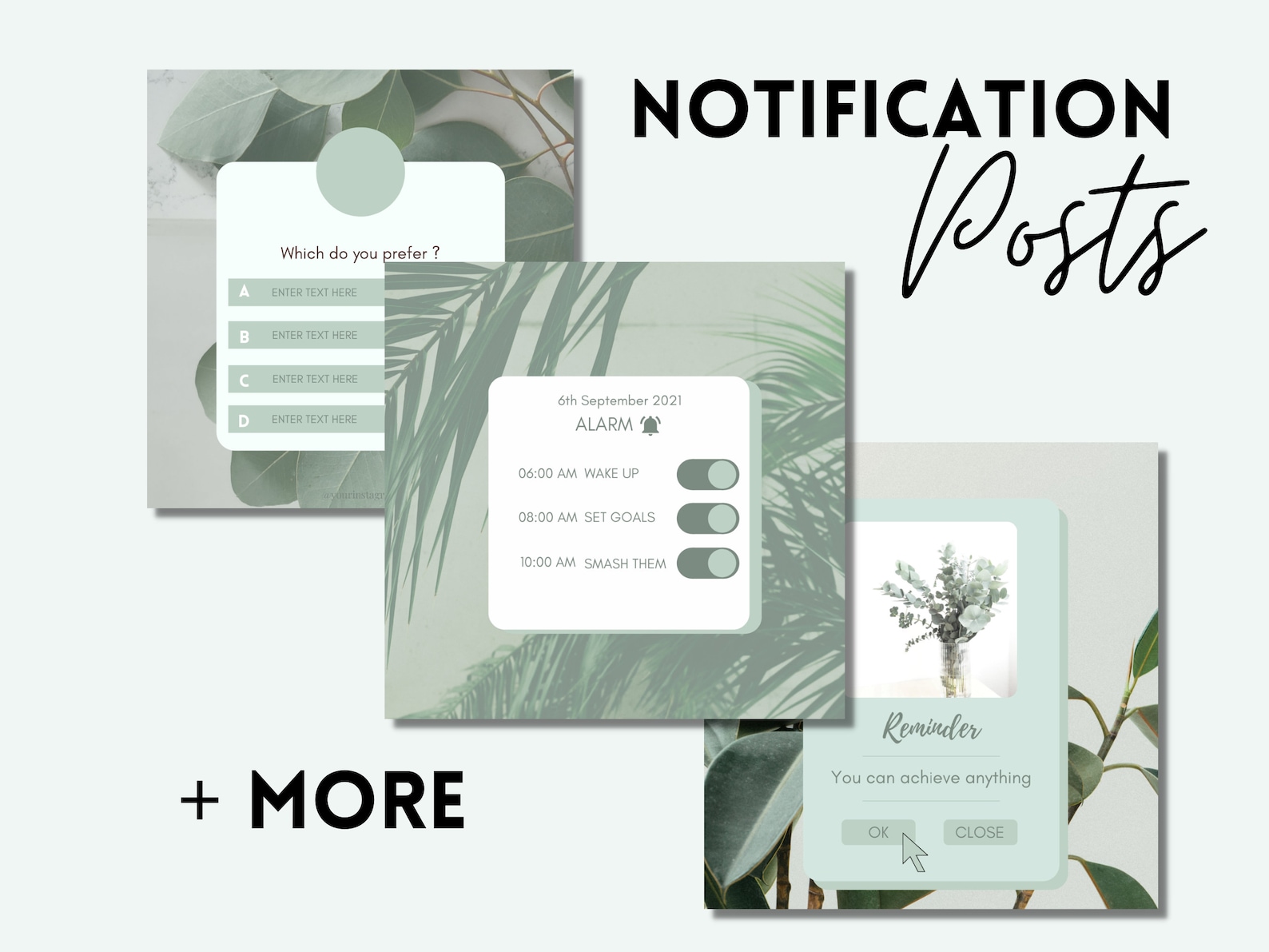 Green Instagram Post Templates Instant Download Sage Green | Etsy