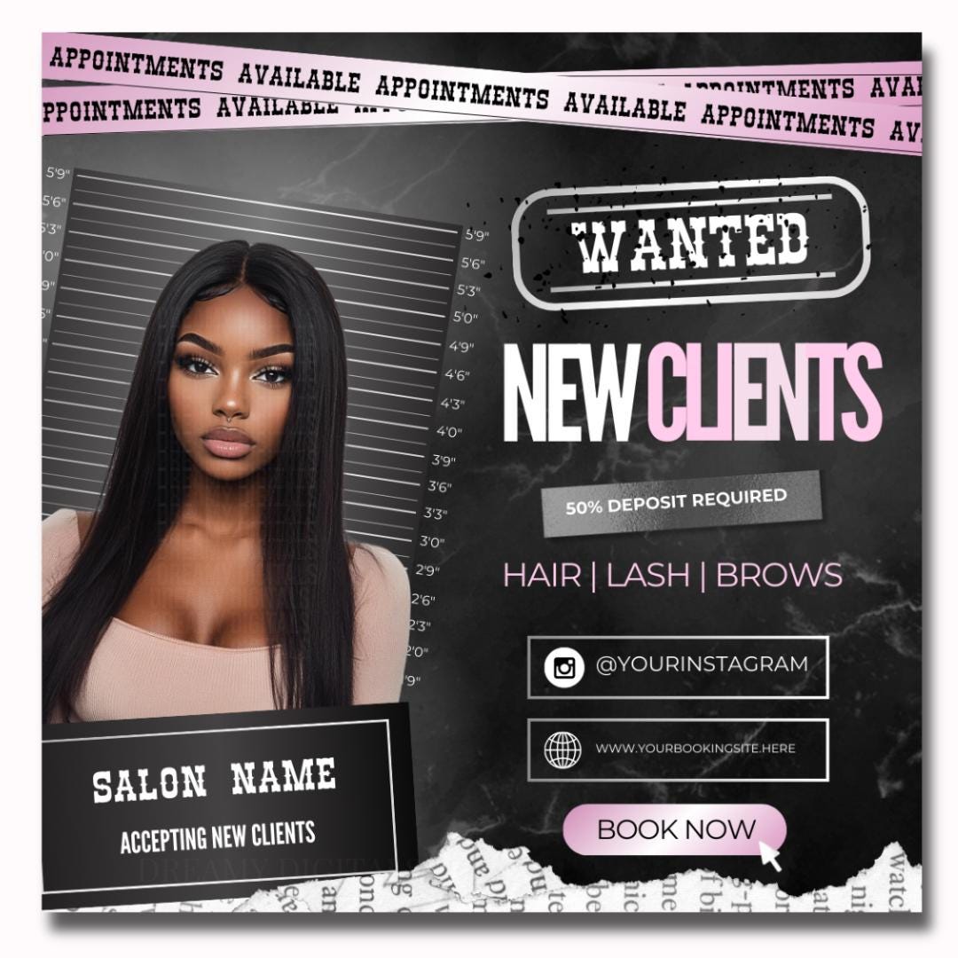 DIY Hair Flyer, Hair Template, Hair Extensions, Lash Tech, Braider ...