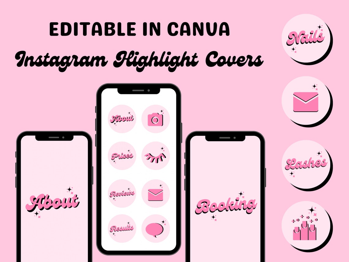 Beauty Highlight Covers Instagram, Pink Highlight Icons, DIY Canva ...