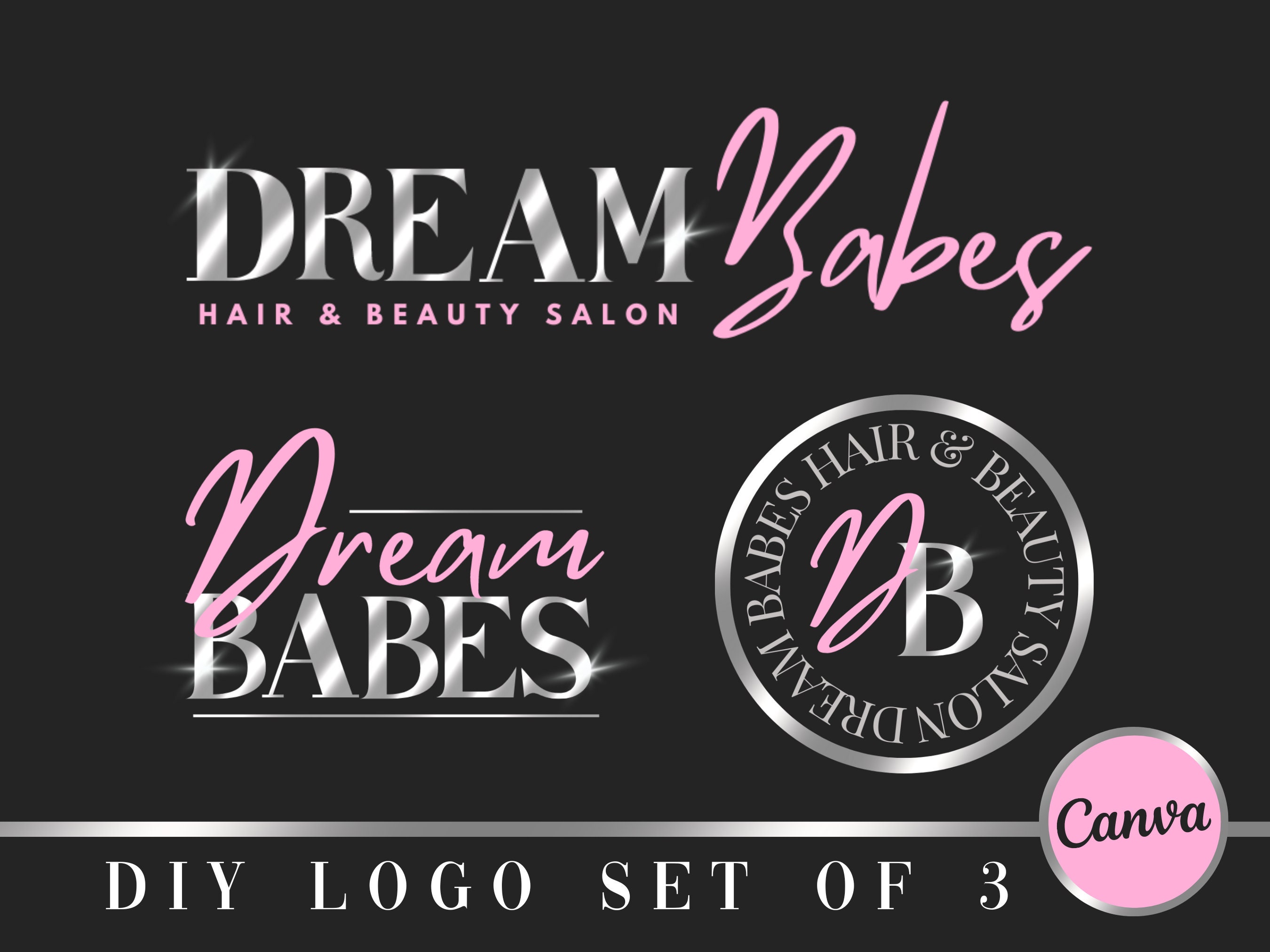 Pink Beauty Logo DIY Pink Logo Set Metallic Silver Hair - Etsy UK